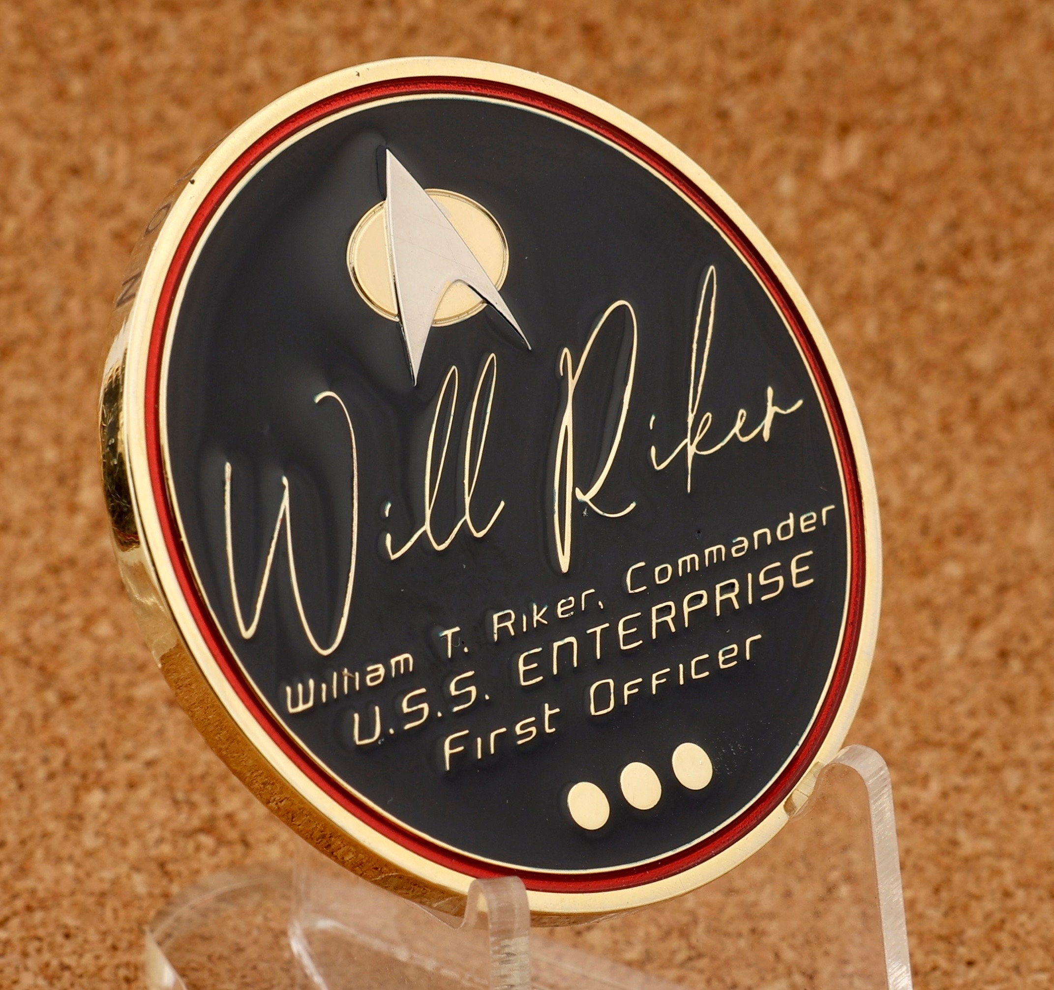 2 Gold Star Trek Commander Will Riker USS Enterprise Challenge Coin 1st ...