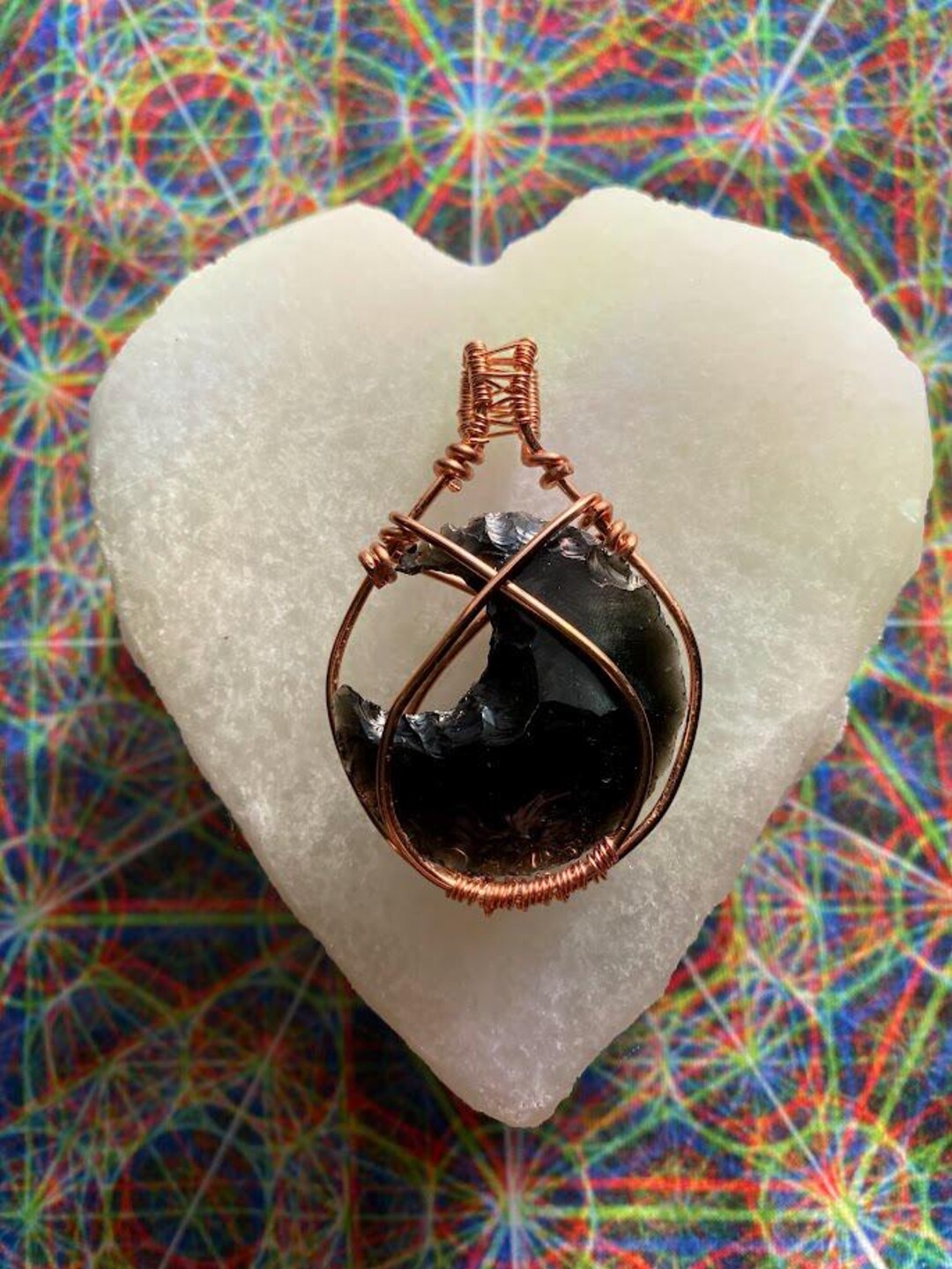 Obsidian Moon Wire Wrap - Etsy