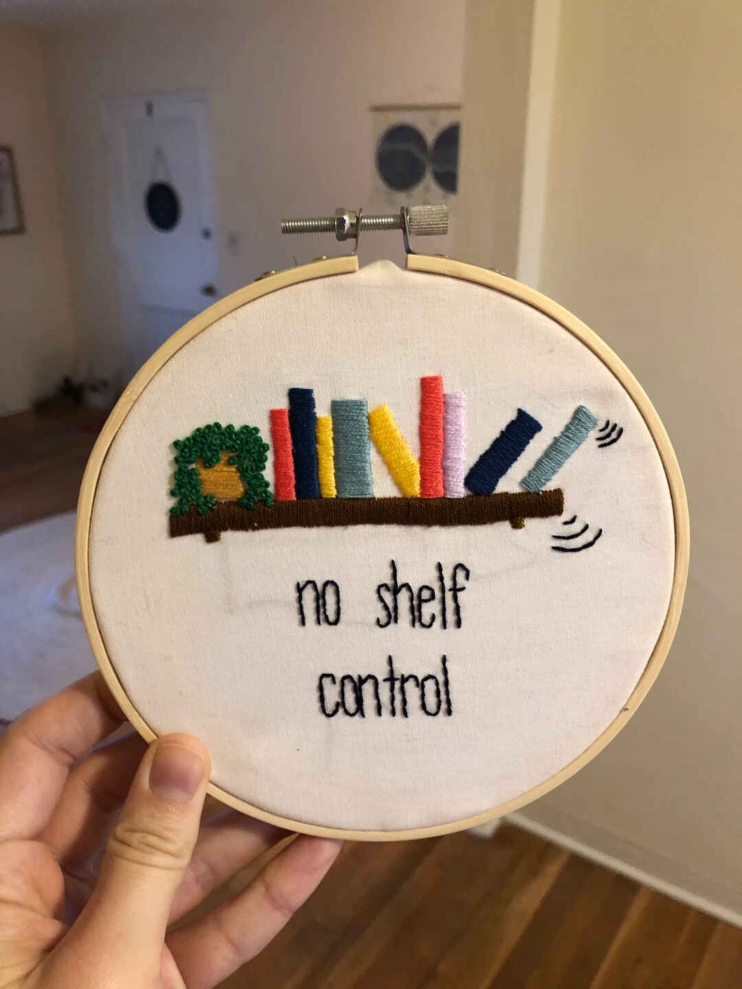No Shelf Control Falling Books Embroidery - Etsy