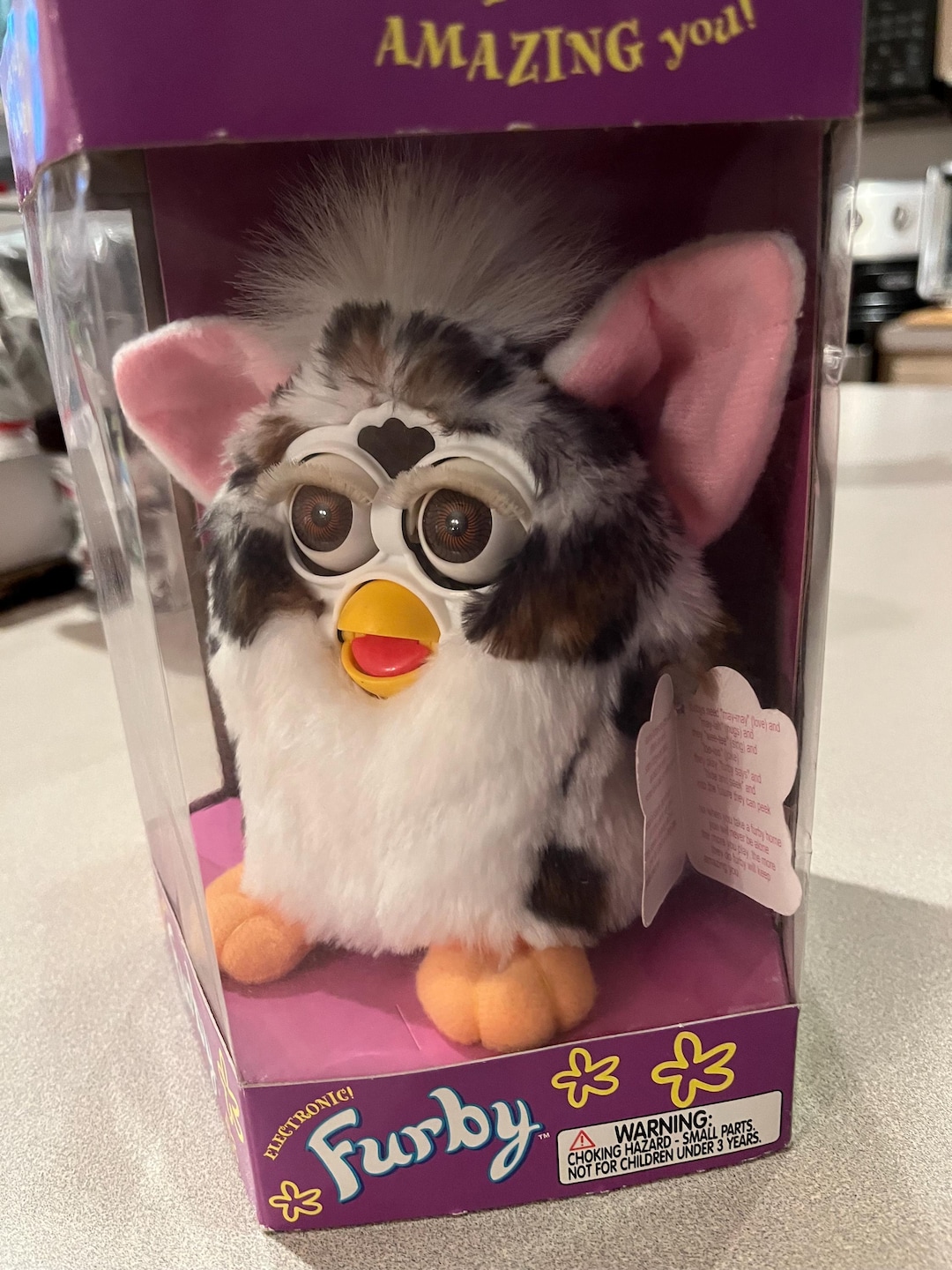 RARE Snow Leopard Furby W/ Brown Eyes 1998 Tiger 70-800 NIB Excellent ...