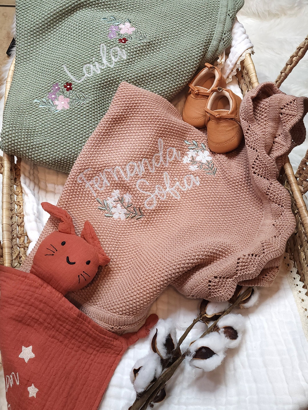 Personalized Embroidered Baby Receiving Blanket, Baby Blanket With Name ...