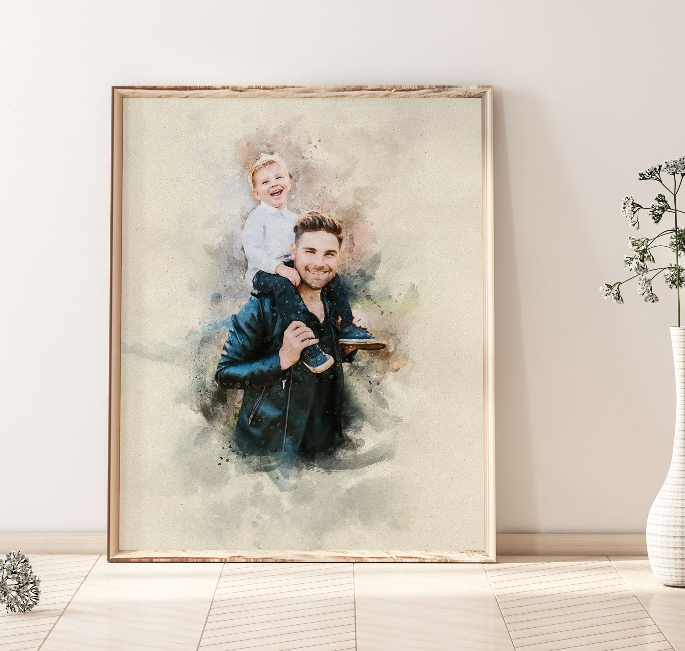 Father Daughter Portrait Fathers Day Portrait Fathers Day | Etsy