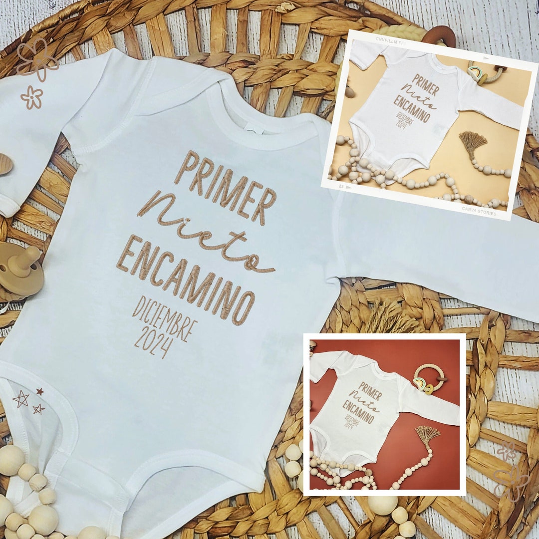 Spanish Pregnancy Announcement, Embroidered Baby Announcement, Hola ...