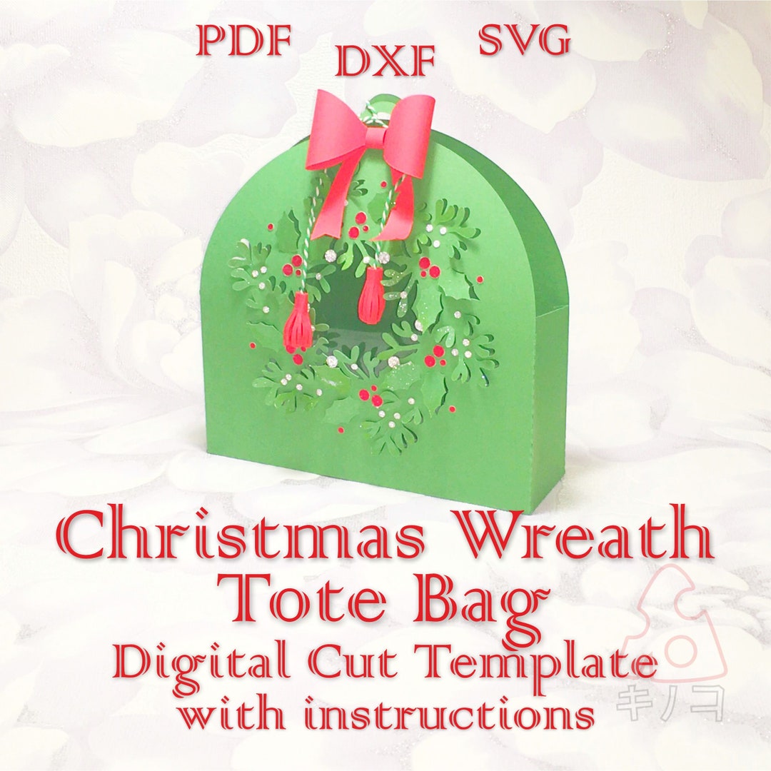 Christmas Wreath Tote Bag, New Year Treat Box, Winter Box 3D, Festive ...