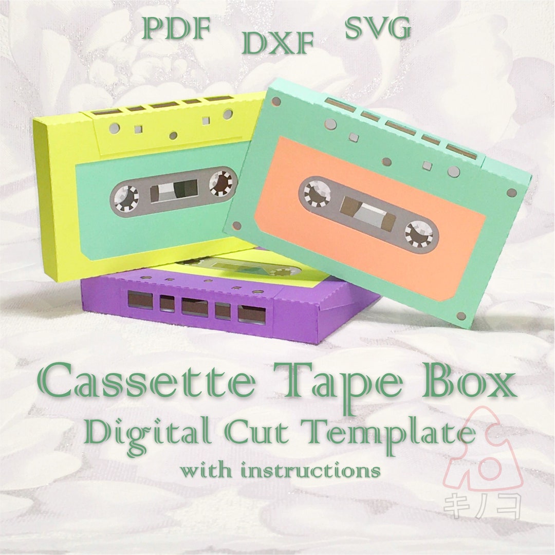 Cassette Tape T Box Shadow Box 90s Style Party Decor Retro Treat Holder Digital Template
