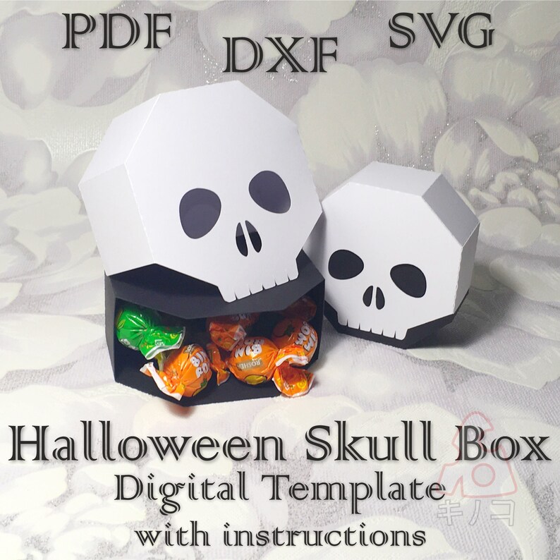 Halloween Skull Treat Box, Favor, Trick or Treat Candy Box, Digital ...