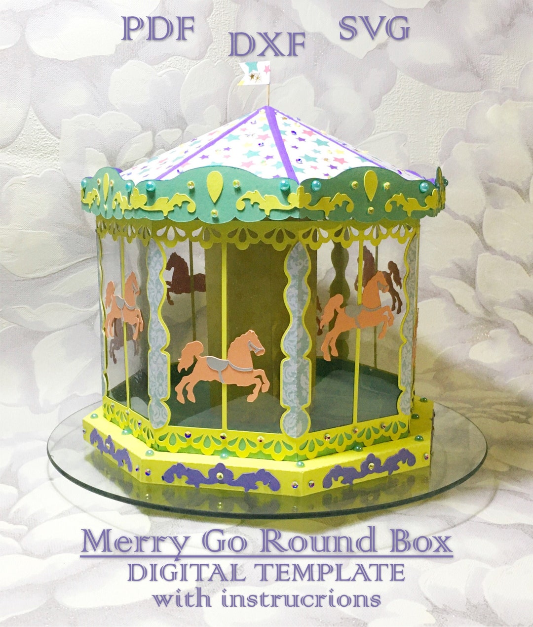Merry Go Round Treat Box, Carousel Box, Party Decoration, Digital ...