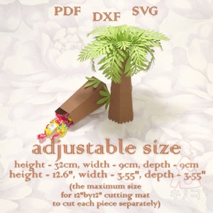 Palm Tree Favor Box, Holiday Gift, Summer Kid's Party Box, Home Decor ...