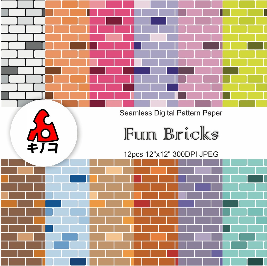 Fun Bricks Seamless Digital Pattern Paper, Printable Patterns, JPEG ...