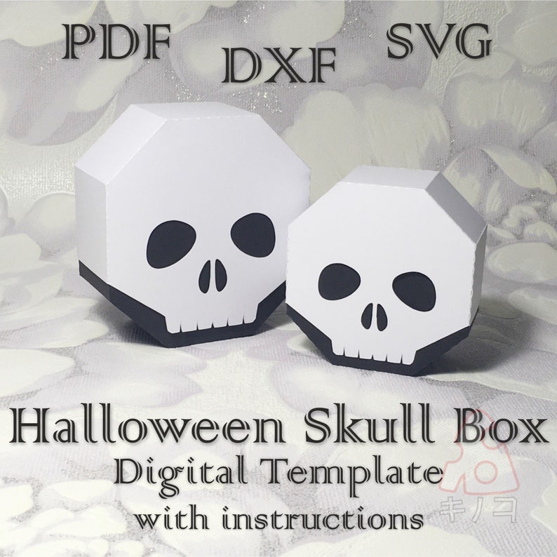 Halloween Skull Treat Box, Favor, Trick or Treat Candy Box, Digital ...