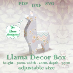 Llama Decor Box, Birthday, 3D, Baby Shower Favor, Pinata, Party Treat ...