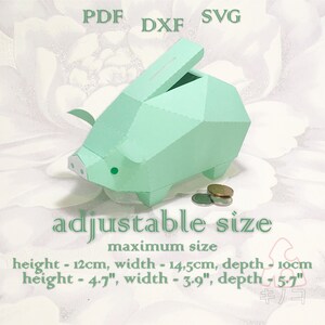 Piggy Bank Box, Birthday, 3D, Baby Shower Favor, Low Poly Party Treat ...