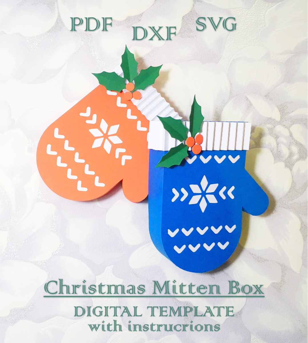 3D Christmas Mitten Box, Cut Files, Digital Template, Gift, New Year ...