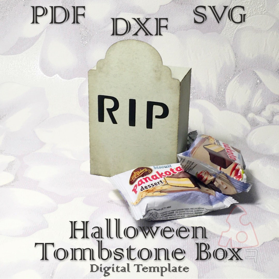 Halloween Tombstone Box, Favor, Trick or Treat Candy Box, Digital ...