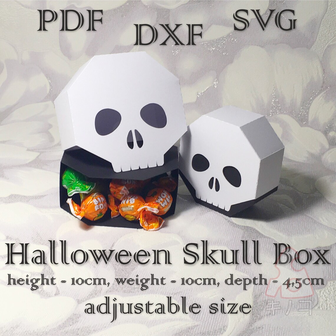 Halloween Skull Treat Box, Favor, Trick or Treat Candy Box, Digital ...