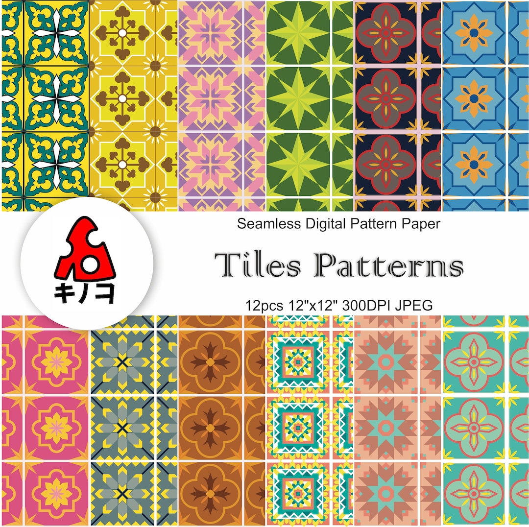Tiles Pattern Seamless Digital Pattern Paper, Printable Patterns, JPEG ...