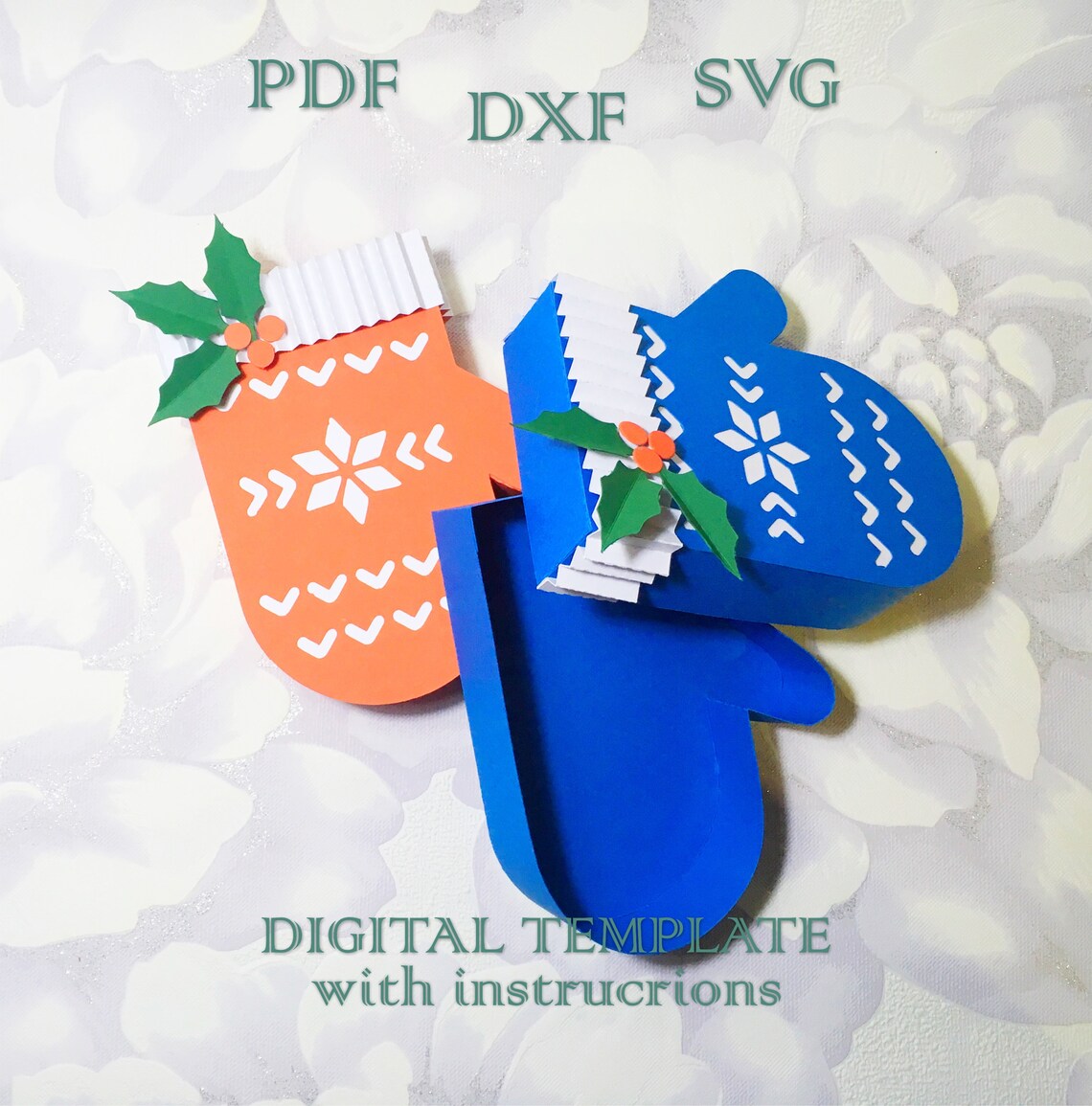 3D Christmas Mitten Box, Cut Files, Digital Template, Gift, New Year ...