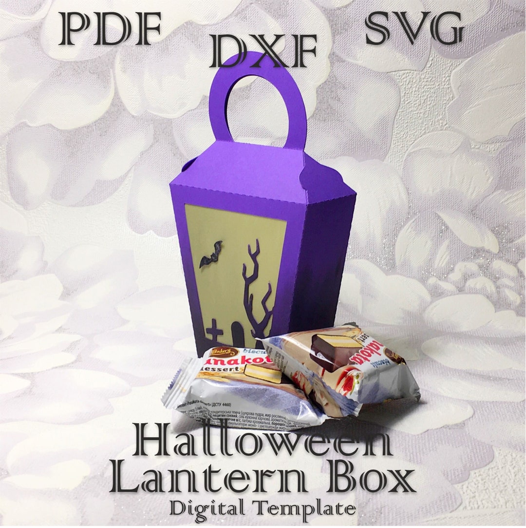 Halloween Lantern Box, Favor, Trick or Treat Candy Box, Digital ...