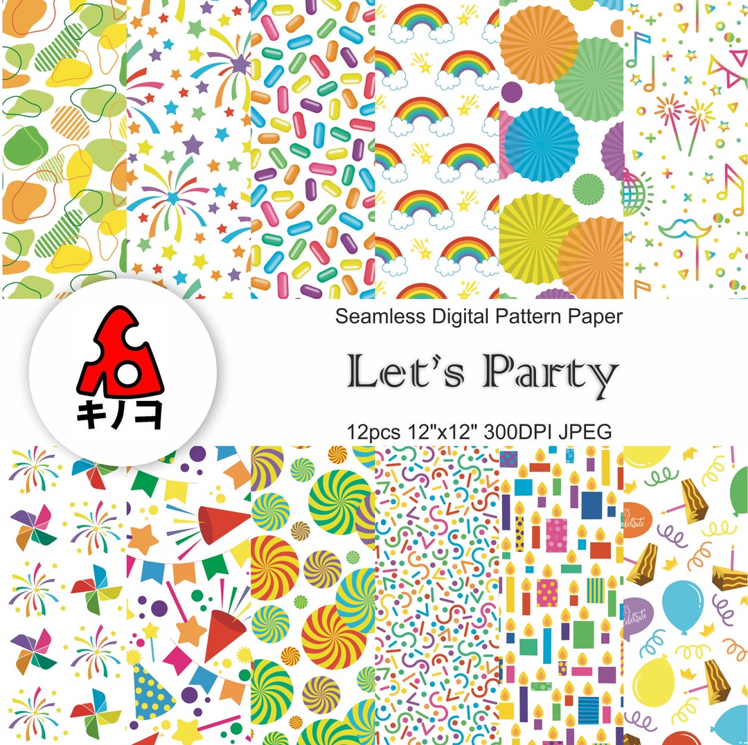 Let's Party Seamless Digital Pattern Paper, Party Printable Patterns ...