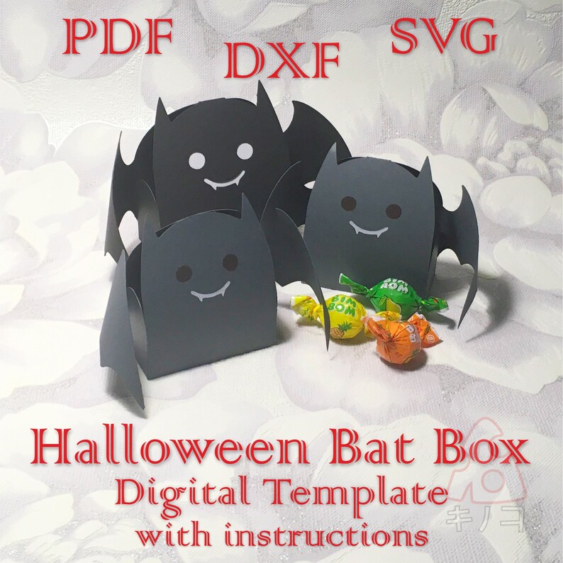 Halloween Bat Treat Box, Favor, Trick or Treat Candy Box, Digital ...