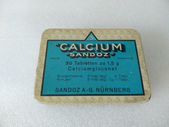Vintage Metal Medicinal Tin Box SANDOZ Calcium Basel LSD A - Etsy