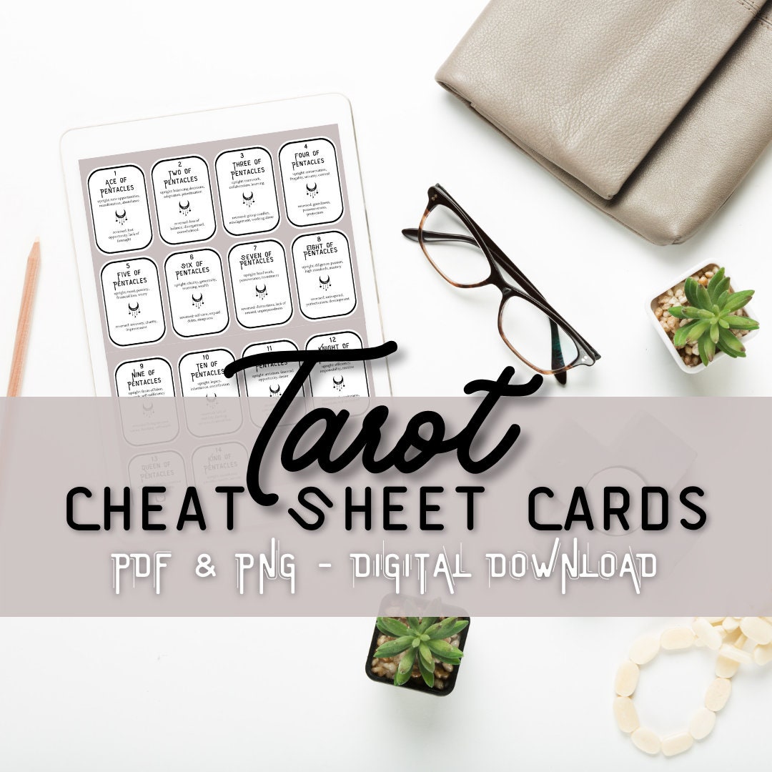Tarot Cheat Sheet Cards | Tarot Card Meanings | Tarot Printable Deck ...
