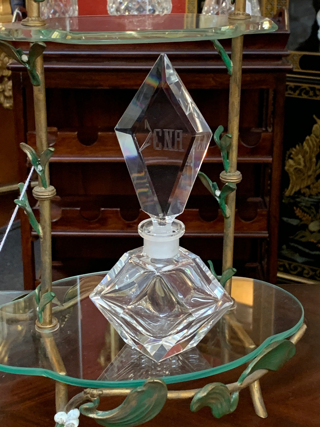 Vintage Crystal Monogrammed Perfume Bottle With Original Stopper ...