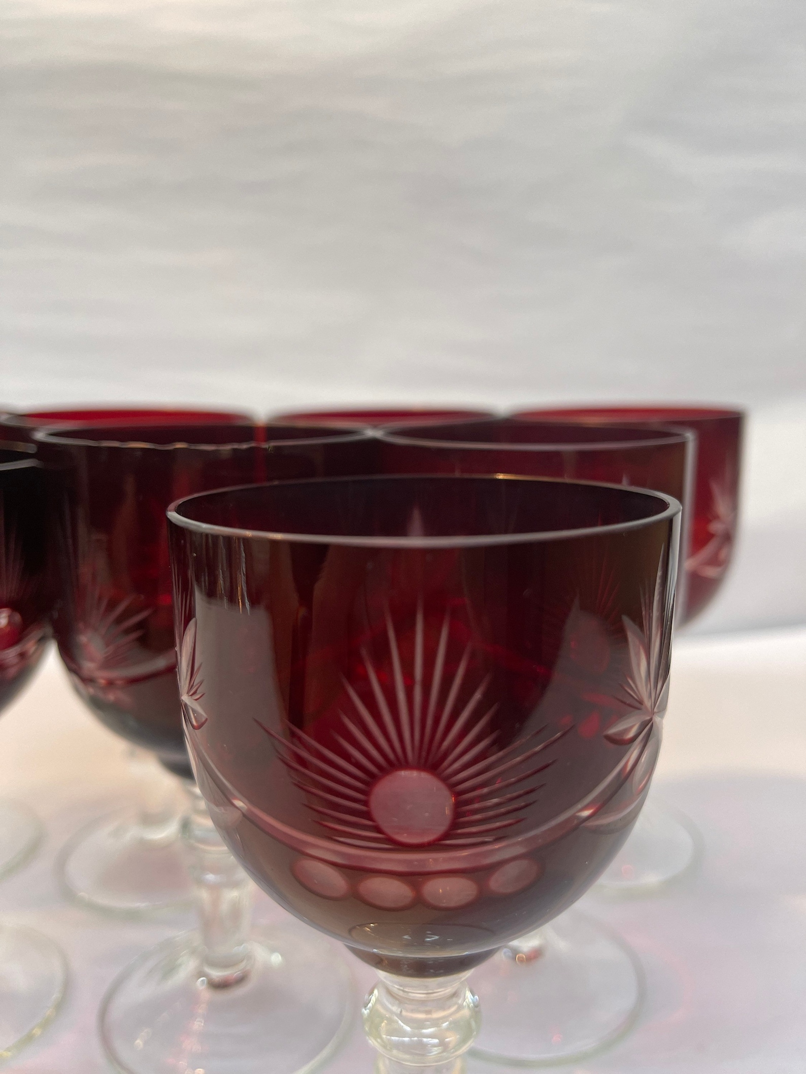 Antique Hand Made Ruby Glass Wine/Aperitif/Sherry Glasses with | Etsy