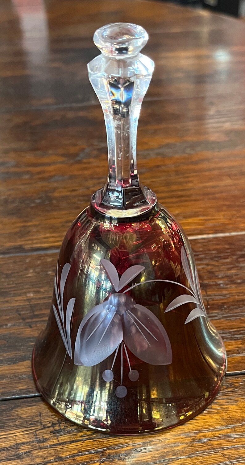Vintage Ruby Glass Dinner Bell Hand Cut-to-clear, Classic Victorian ...