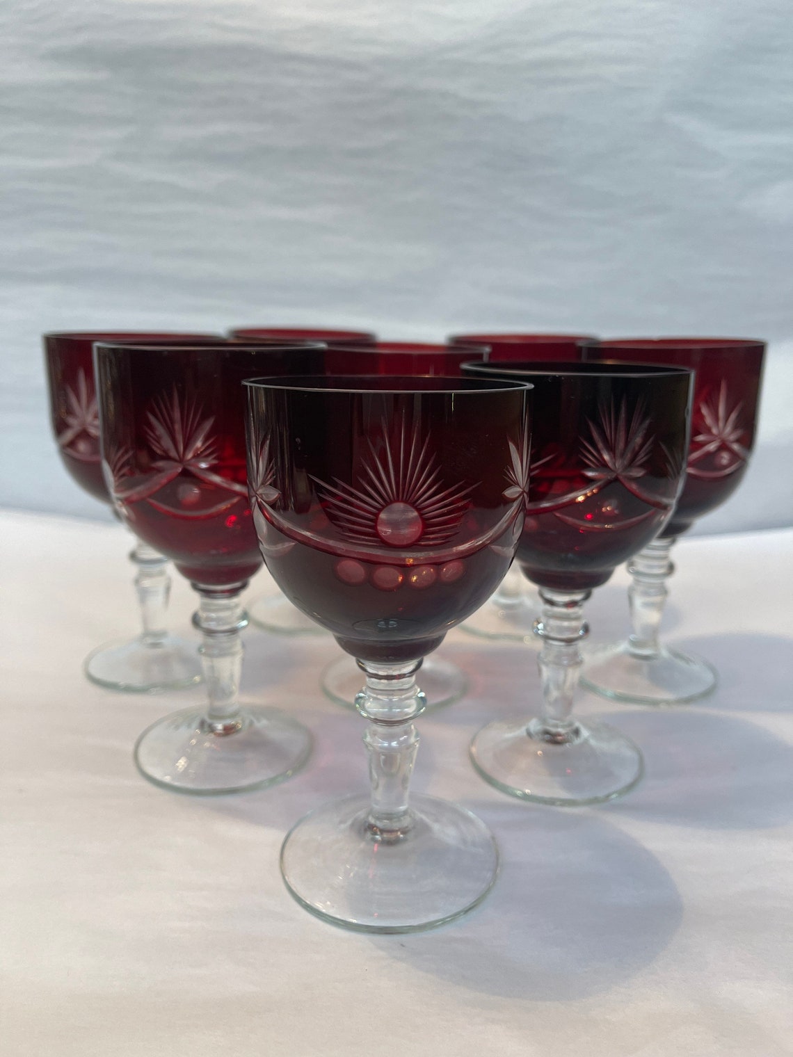 Antique Hand Made Ruby Glass Wine/Aperitif/Sherry Glasses with | Etsy