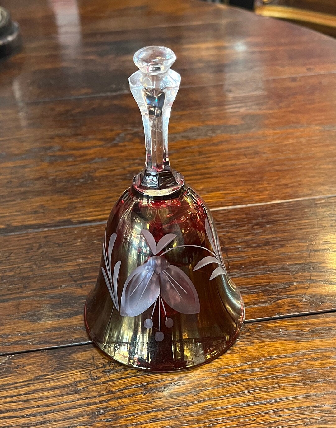 Vintage Ruby Glass Dinner Bell Hand Cut-to-clear, Classic Victorian ...