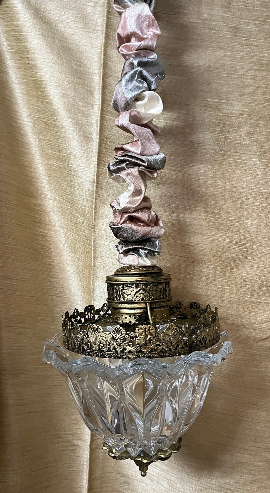 Silk Chandelier Chain/wires Cover in Shades of Grey, Beige, Mauve ...