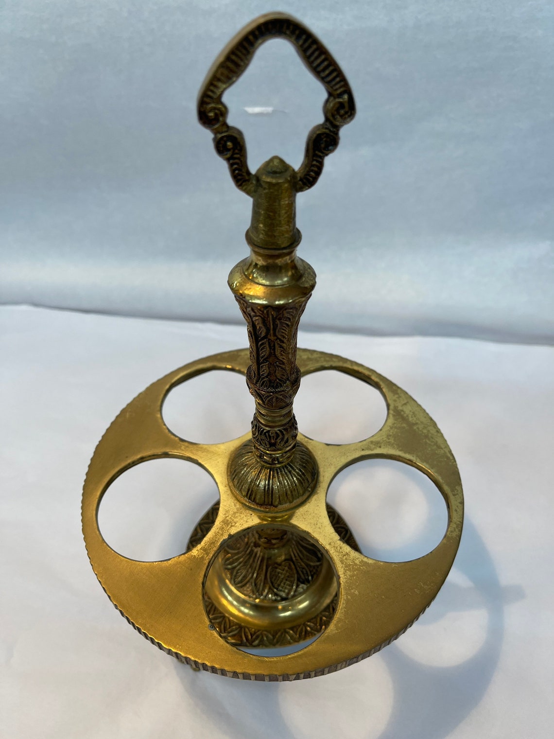 Vintage Purple Satin Glass Condiment Set With Embossed Brass - Etsy