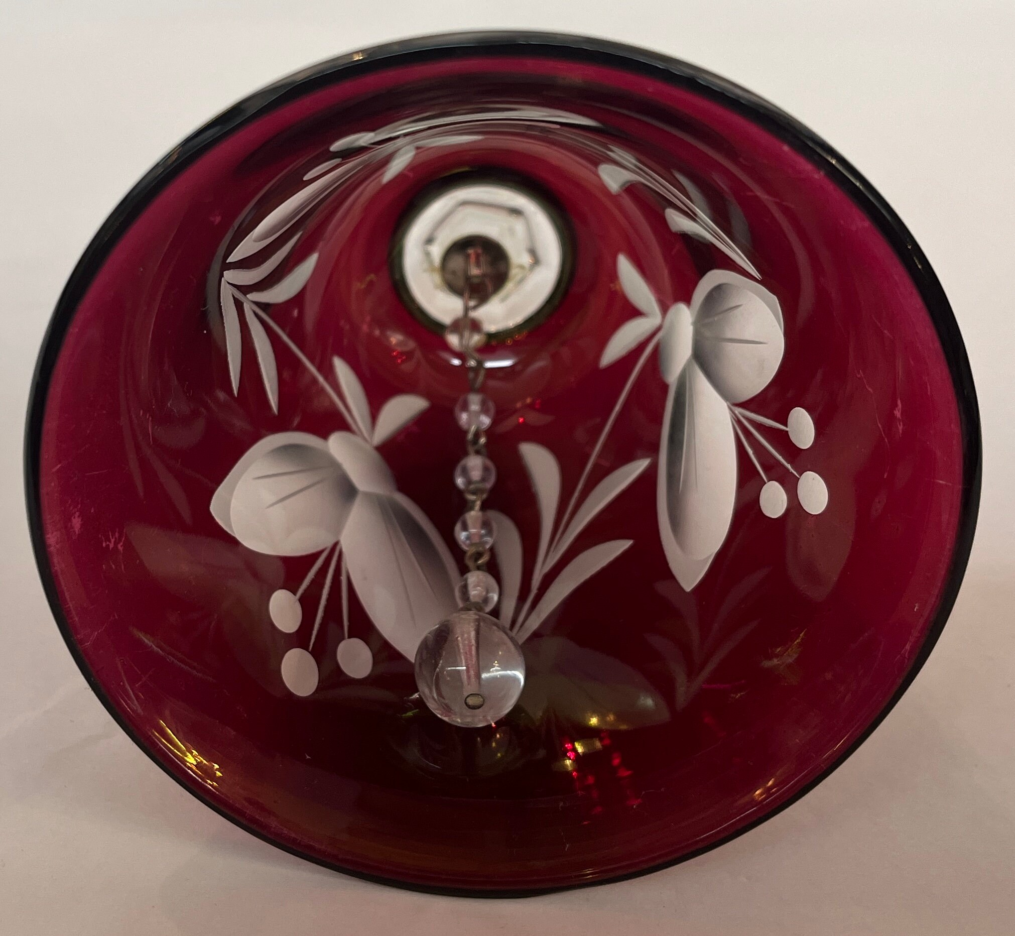 Vintage Ruby Glass Dinner Bell Hand Cut-to-clear, Classic Victorian ...
