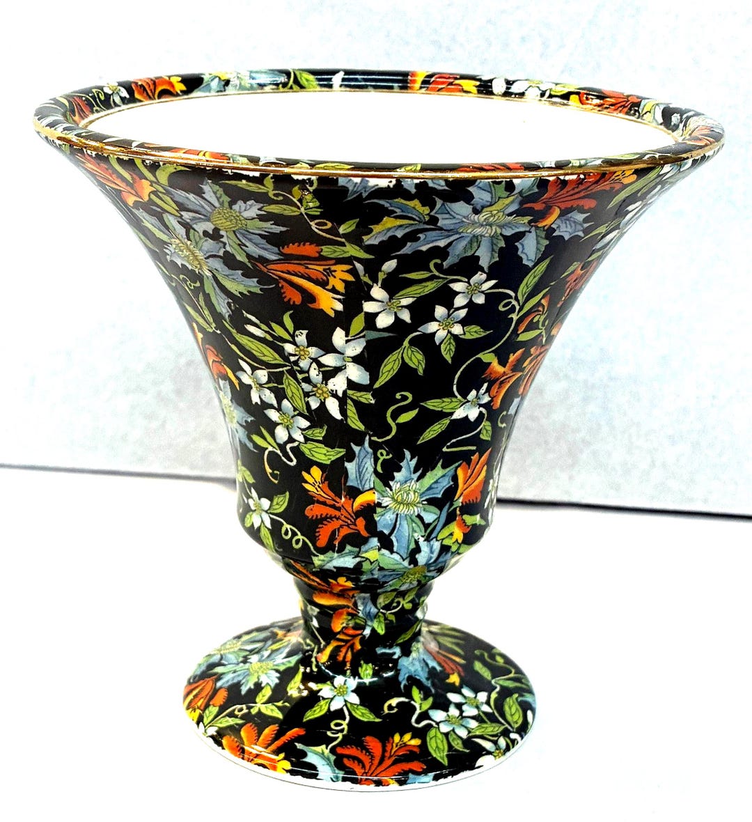 Antique English Chintz Vase in the Lovely Fireglow Pattern, Made by the ...