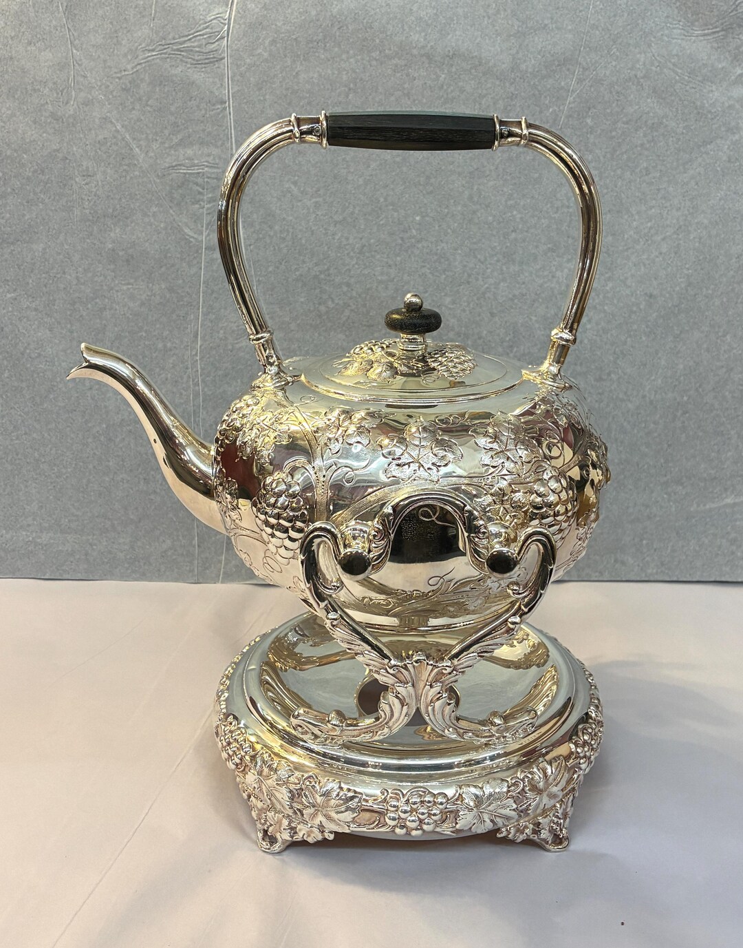 Antique Victorian English "tipping" Tea Kettle on Stand, Antique Etched ...