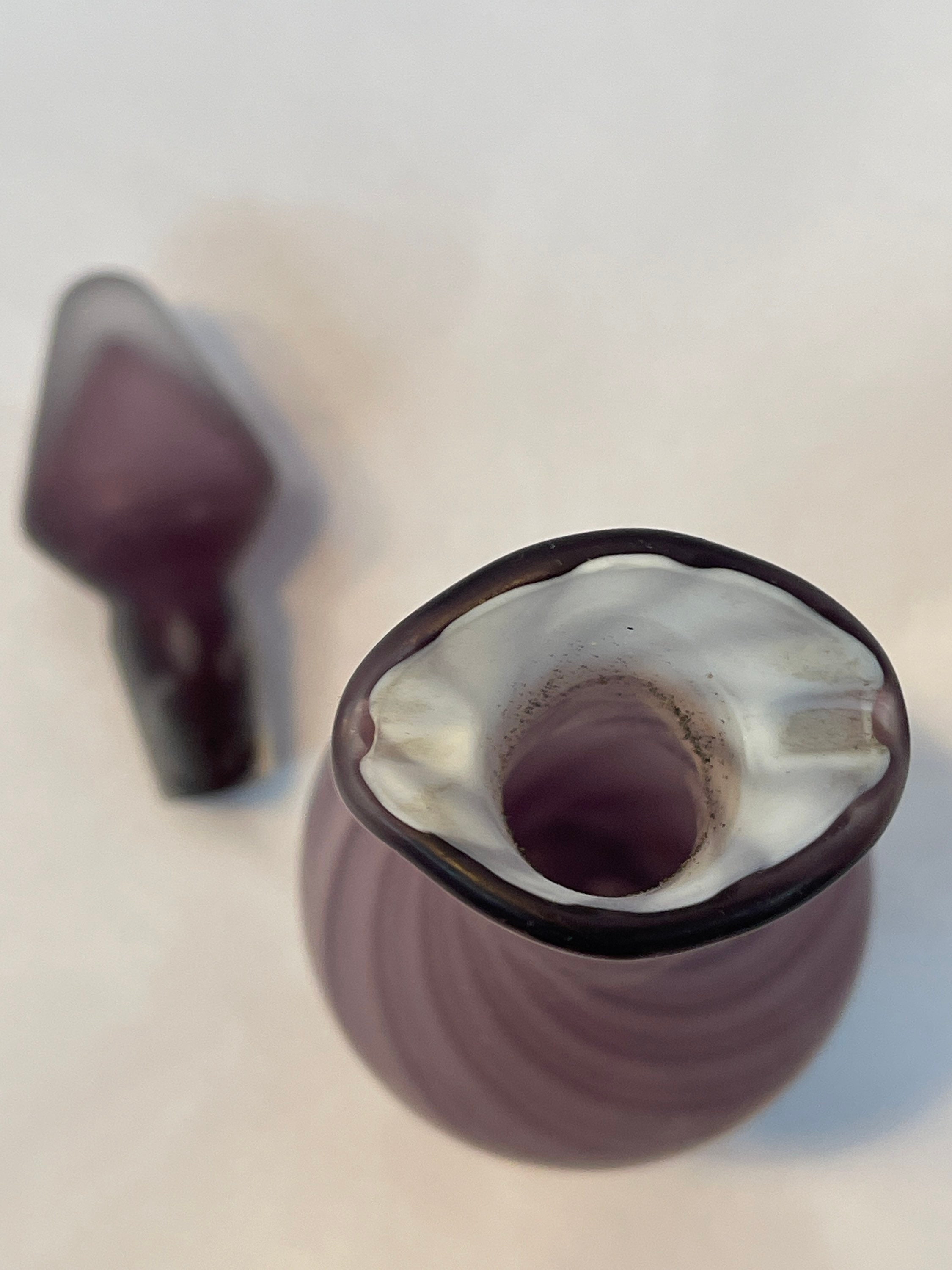 Vintage Purple Satin Glass Condiment Set With Embossed Brass - Etsy