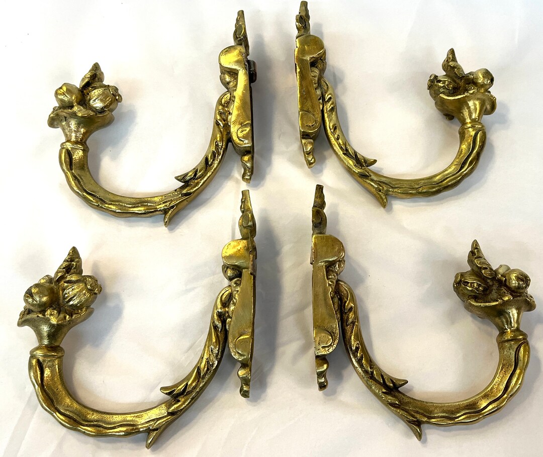 Set of 4 Antique French Gilt Bronze Drapery Tie-backs/wall Hooks From ...