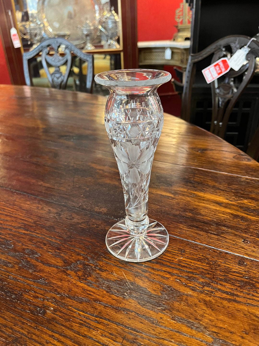 Vintage Beautifully Hand Blown and Cut Crystal Bud Vase, Deeply Cut ...