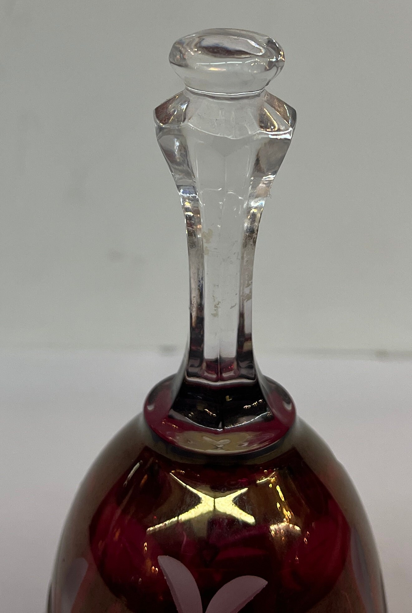 Vintage Ruby Glass Dinner Bell Hand Cut-to-clear, Classic Victorian ...