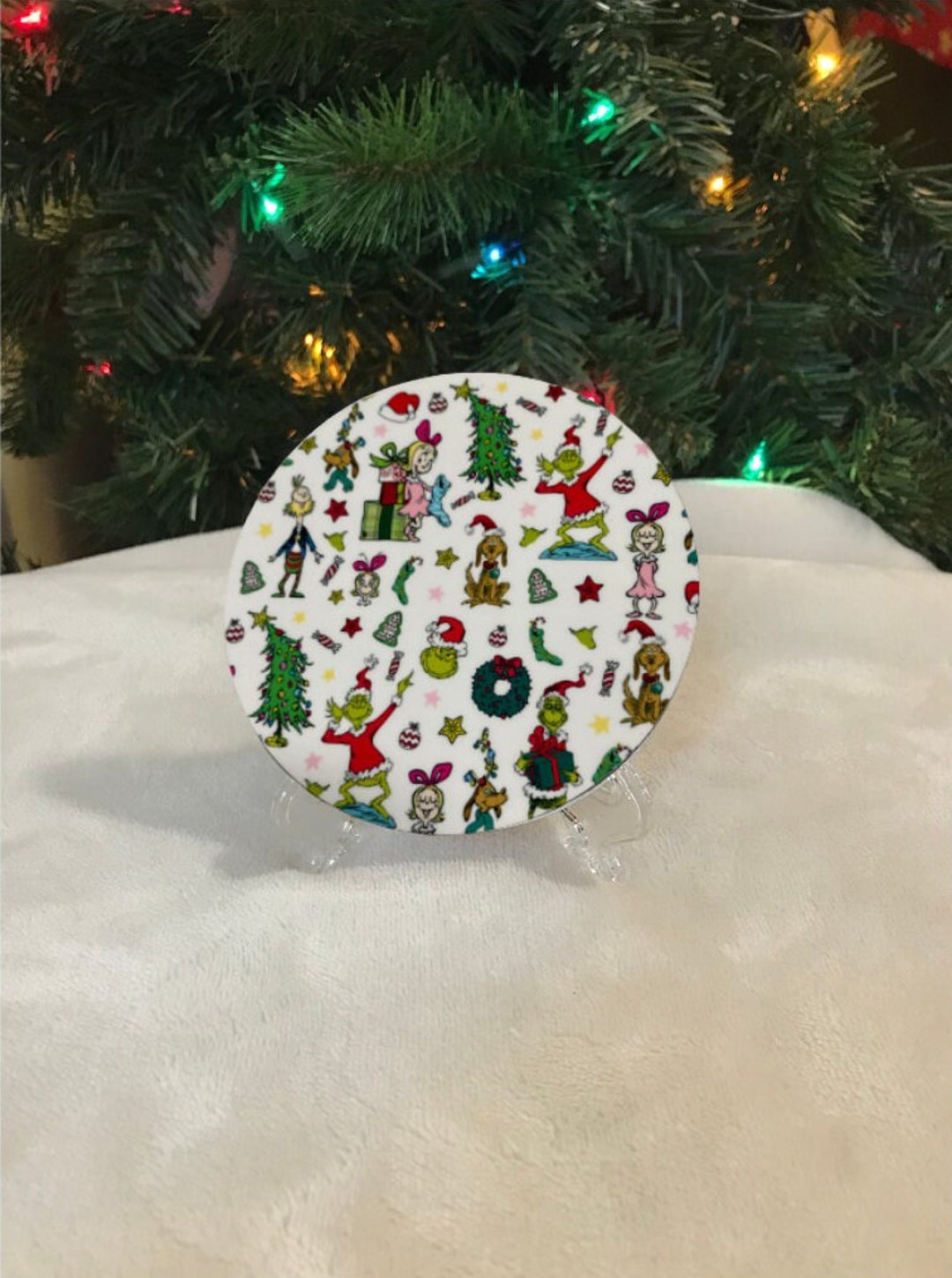 Grinch Pattern Coaster, Grinch, the Grinch Coaster, Dr. Seuss Grinch ...