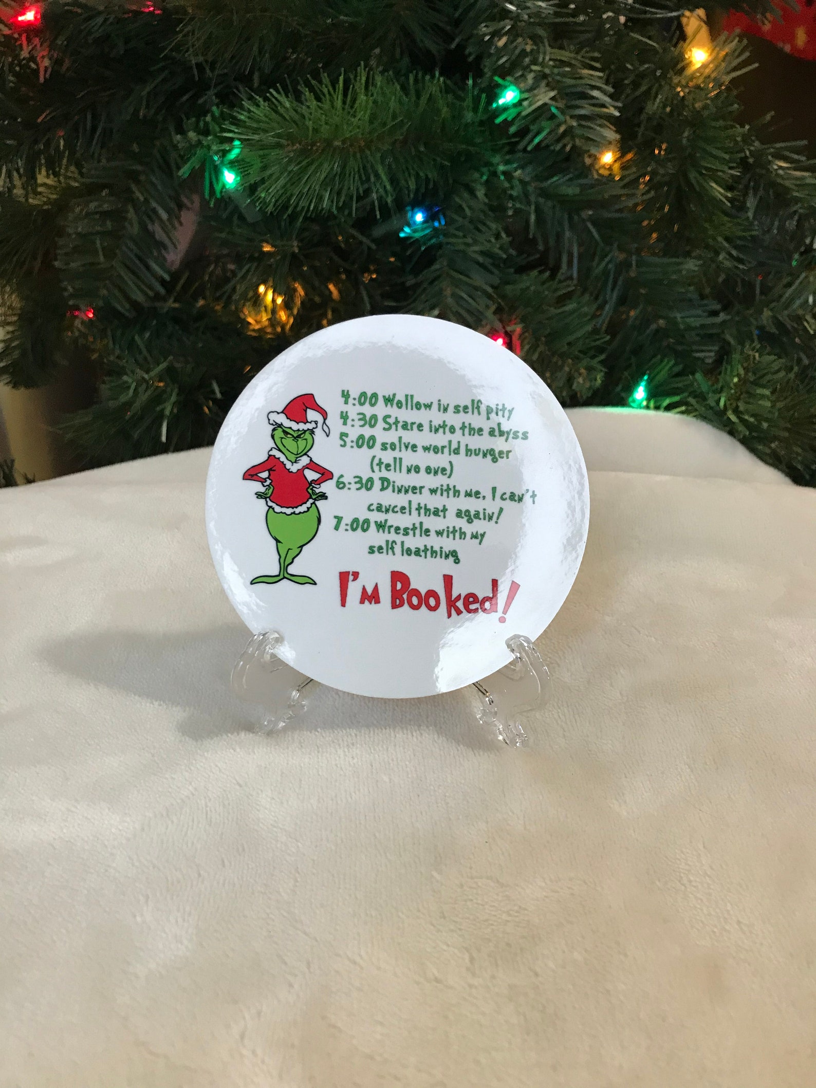 Grinch Schedule Hardboard Coaster, Christmas Decor - Etsy