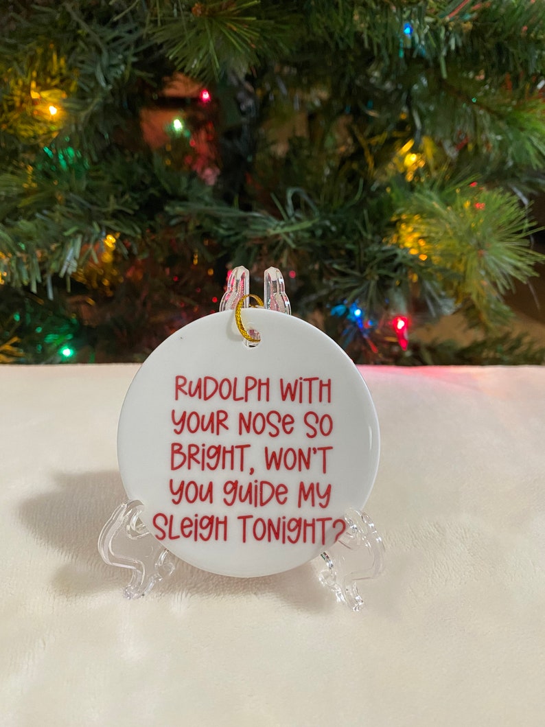 Rudolph Reindeer Ceramic Christmas Ornament, Double-sided 3" - Etsy