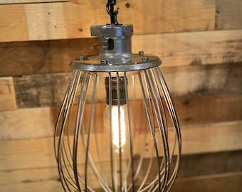 Industrial Bakery Whisk Single Pendant Light With Vintage Edison Light ...