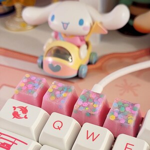 Bubblegum Confetti Artisan Resin Keycaps, Cute Pink ESC Keys for ...