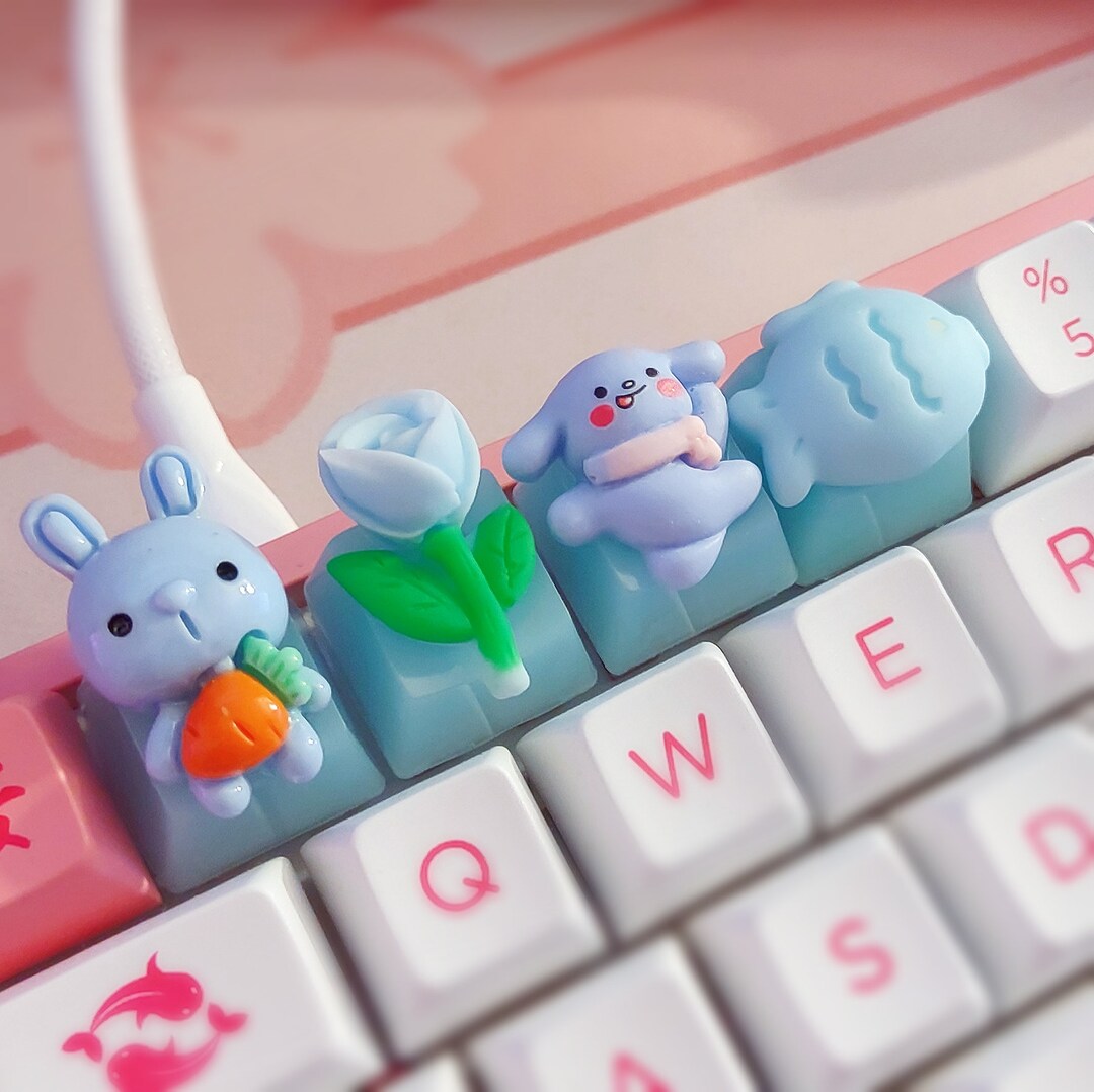 Pastel Blue Kawaii Resin Artisan Keycaps, Cute Baby Blue ESC Keys for ...