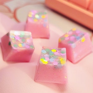 Bubblegum Confetti Artisan Resin Keycaps, Cute Pink ESC Keys for ...