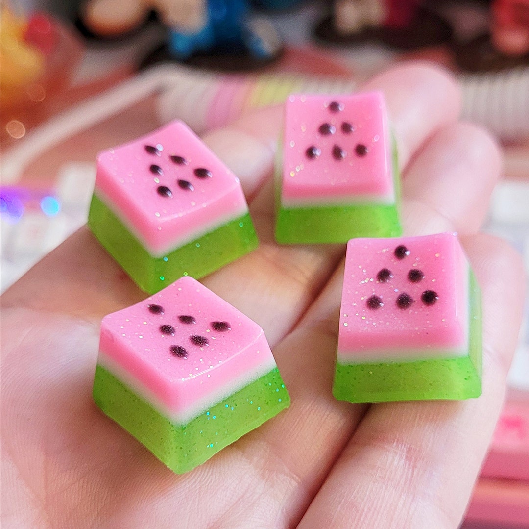 Sparkly Watermelon Pudding Artisan Resin Keycaps, Cute ESC Keys for ...