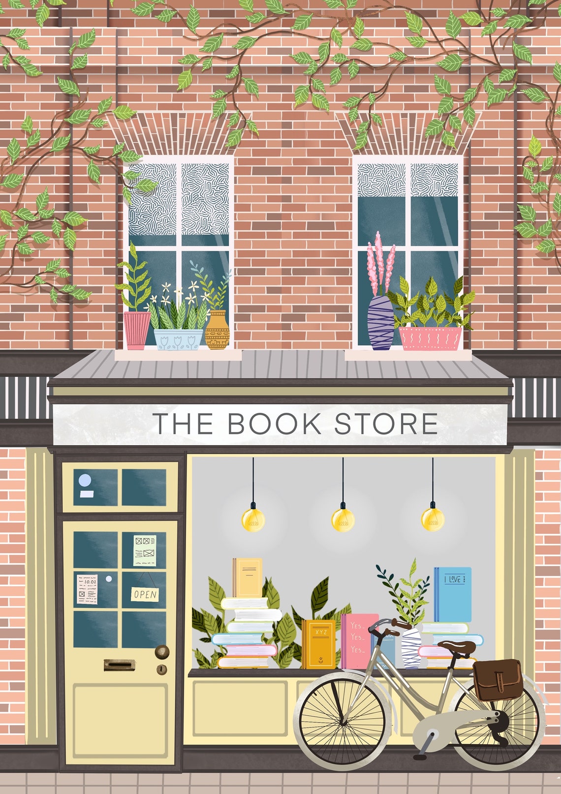 Book Store Front Window Art Print, Bookshop Art Print, Bookshop Art ...