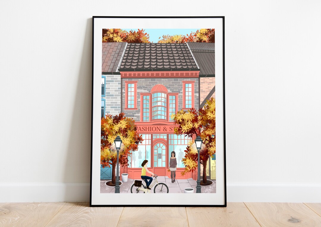 Autumn Storefront Art Print: Tenement House Illustration - Etsy